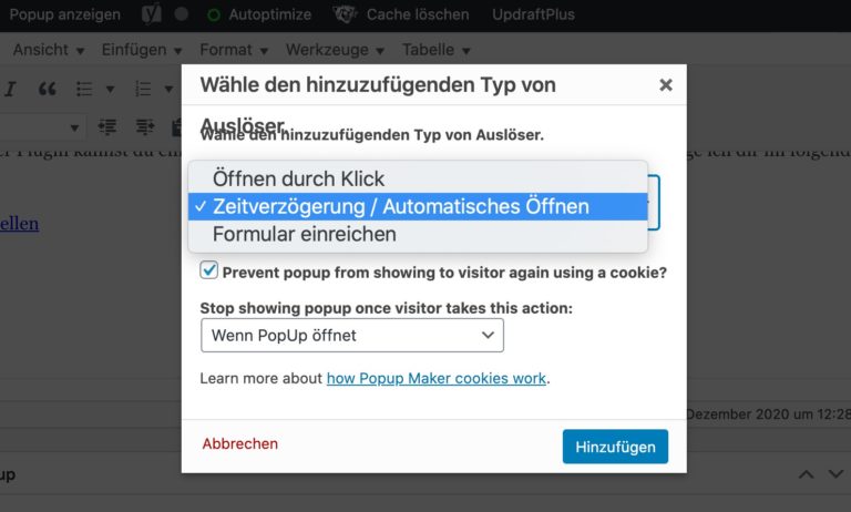 Einfaches Pop-up bei WordPress erstellen mit Plugin | Sebastian Würfel